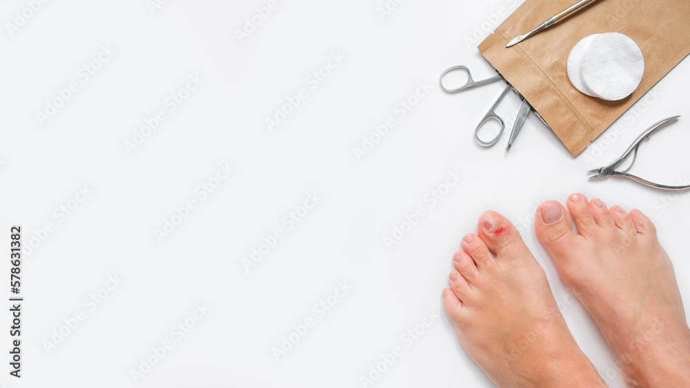 Pedicure, podologist. Patient on medical pedicure procedure, nail ...