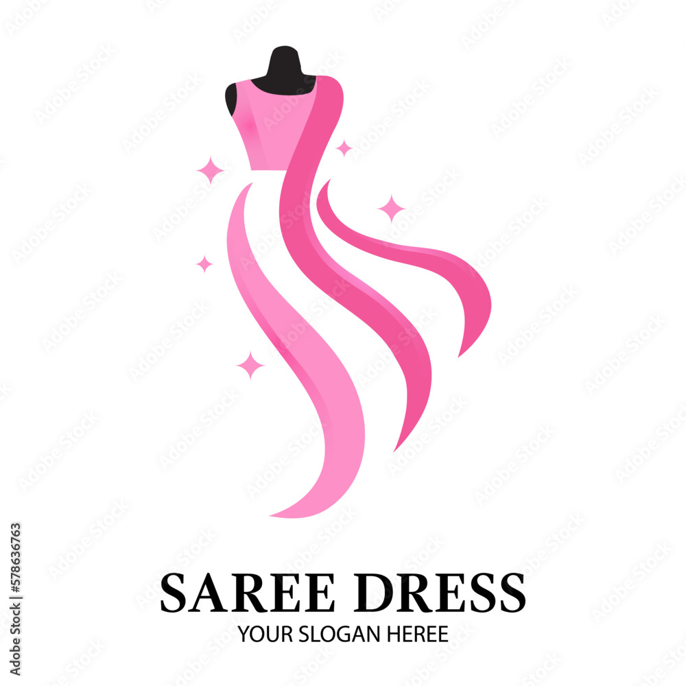 saree dress logo design with mannequin template. Women india dress or ...