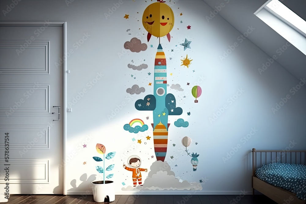Family space height chart. A cosmic wall meter complete with a rocket ...