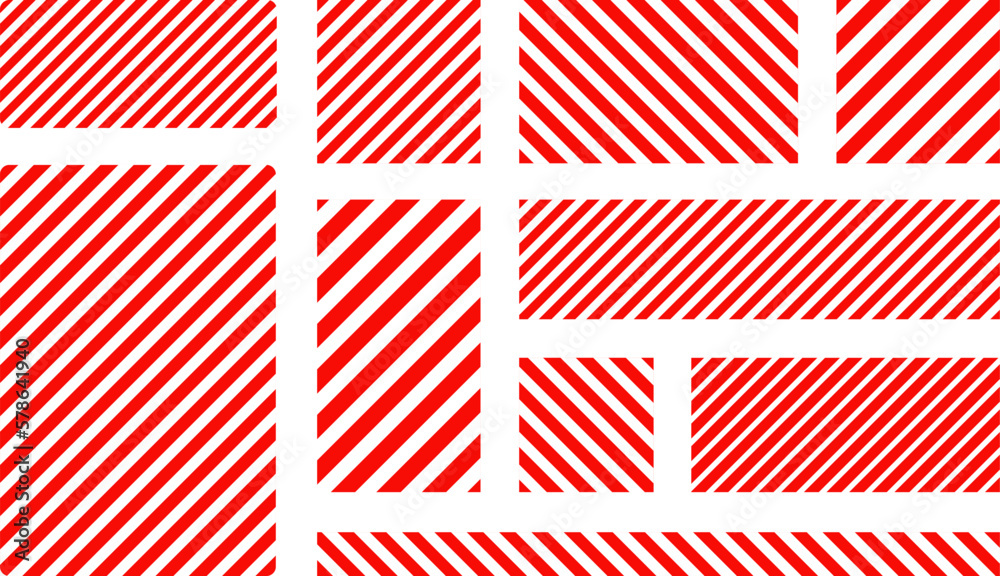 Attention, danger or caution sign. Various white and red warning signs ...