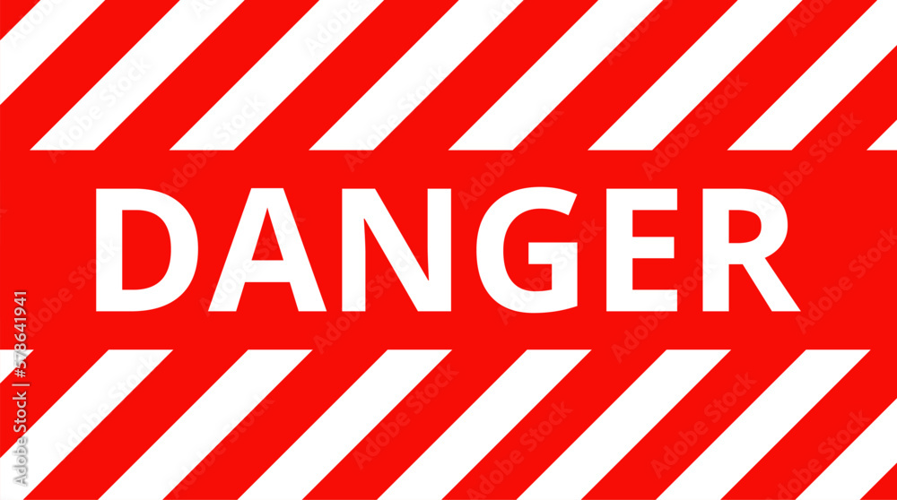 Attention, danger or caution sign. Various white and red warning signs ...