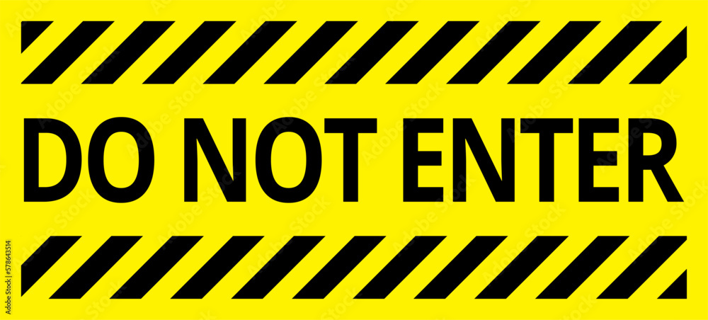 Various black and yellow warning signs with diagonal lines. Attention ...