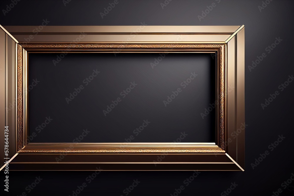 double rectangle gold frame with inverted rounded corner, oriental ...