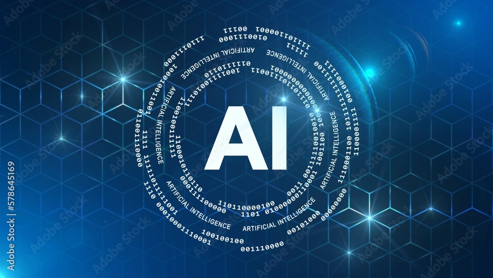 Artificial Intelligence technology concept AI - binary code and ...