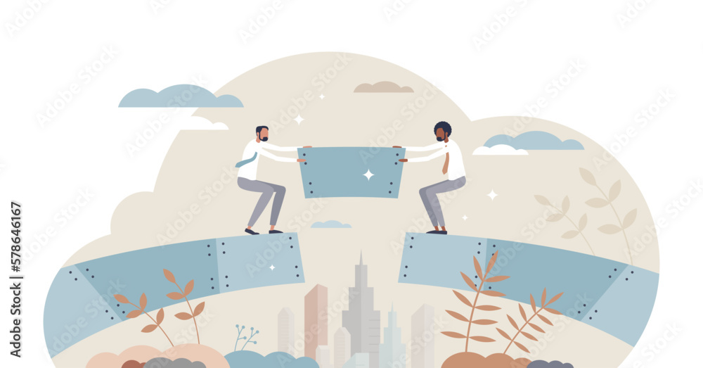 Bridging the gap and find business solutions by teamwork tiny person ...