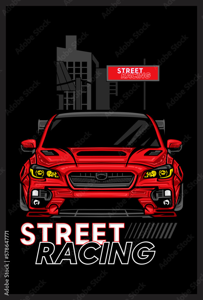 sports car vector template in with buildings background, can use auto ...