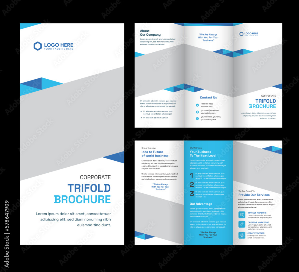 Corporate trifold brochure template. Modern, Creative, and Professional ...