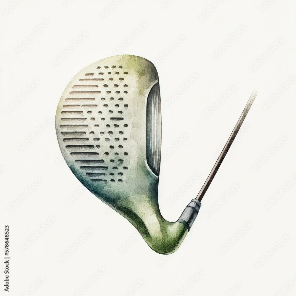 watercolor of the head of a golf club on white background created with ...