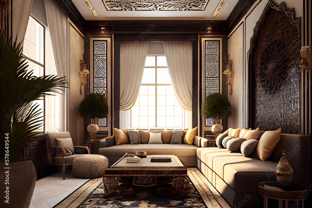 Living room Islamic and Arabic concept, islamic interior design with ...