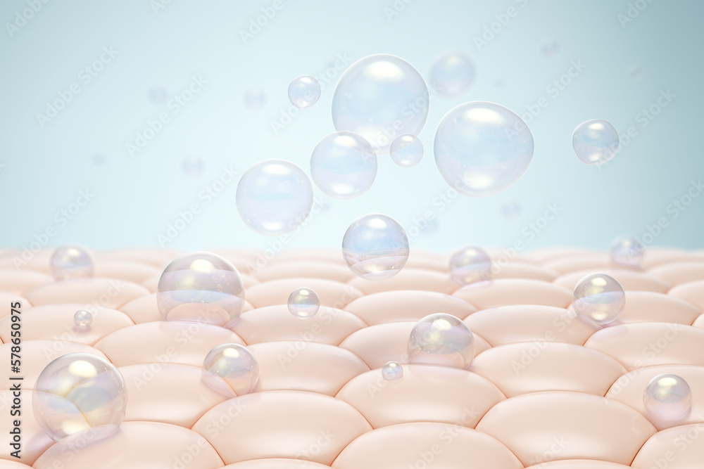 Cosmetic serum Oil or Soap Bubble drop on skin cell, Skin Repair ...