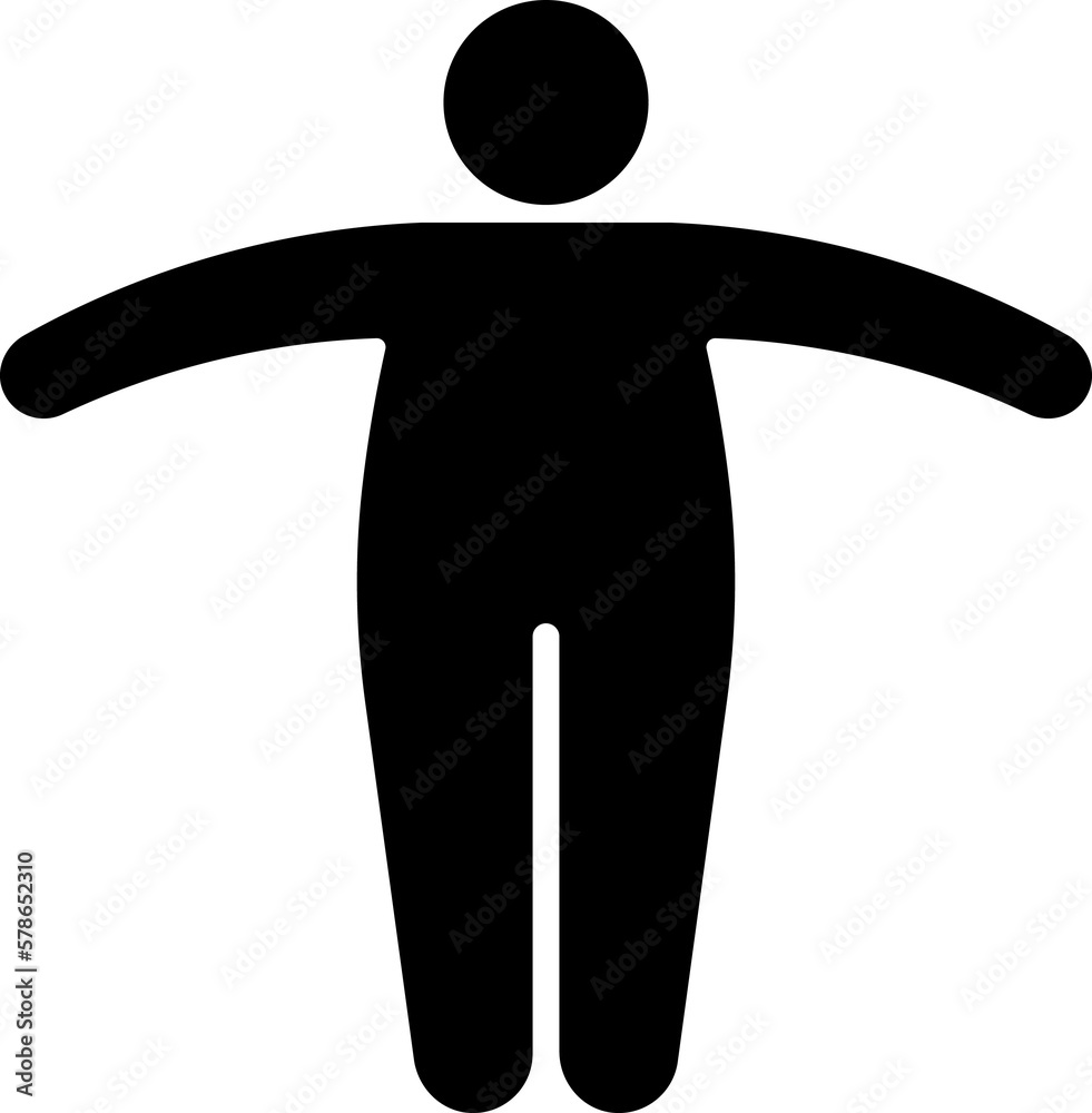 Obese stick figure posture black pictogram icon. Black and white ...