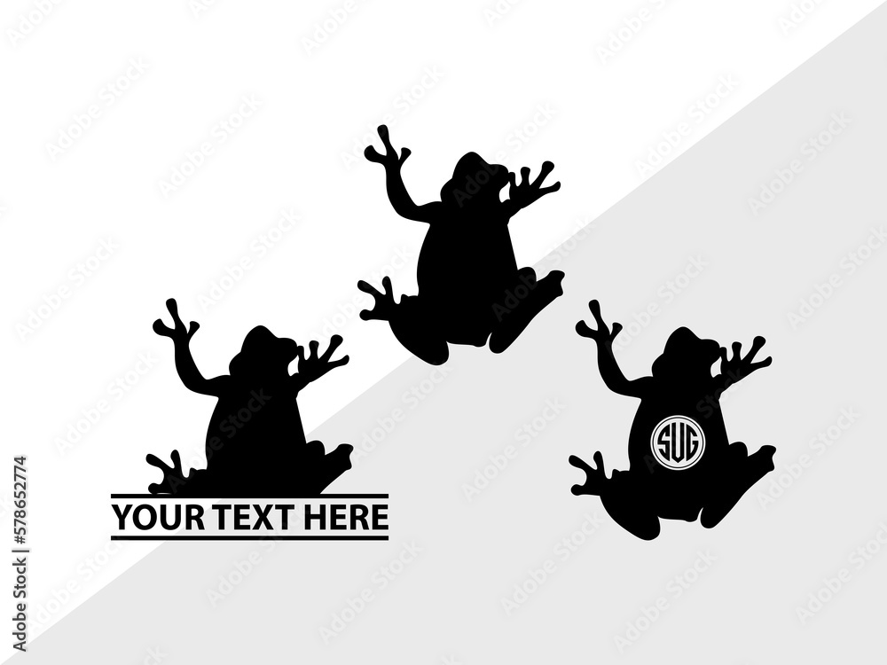 Frogs Monogram, Frog Silhouette, Frog SVG, Tree Frog Svg, Toad Svg ...