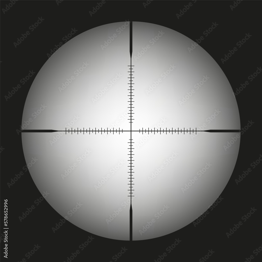 Sniper scope template, with measurement marks on isolated background ...
