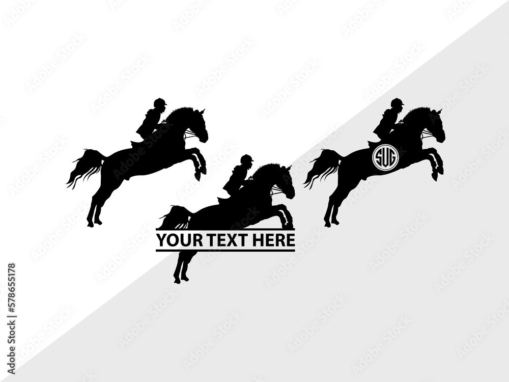 Horse Jumping Monogram, Horse Jumping Silhouette, Horse Jumping SVG ...