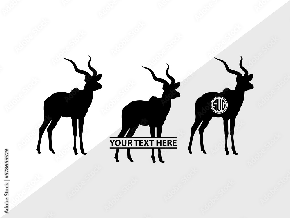 Kudu Monogram, Kudu Silhouette, Kudu SVG, Kudu Horn Svg, Antlers Svg ...