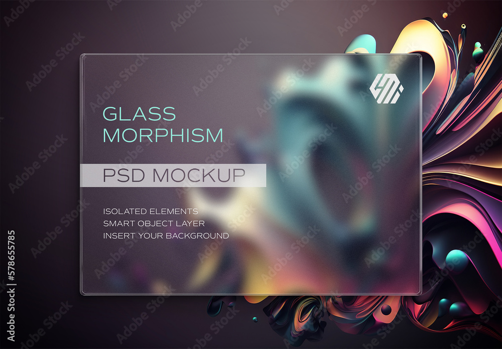 Transparent Frosted Glass Morphism Mockup on Editable Background Stock ...