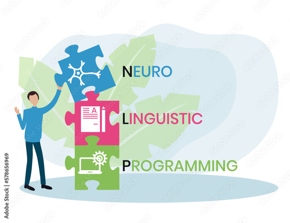 Neuro-linguistic programming NLP vector illustration concept wit icons ...