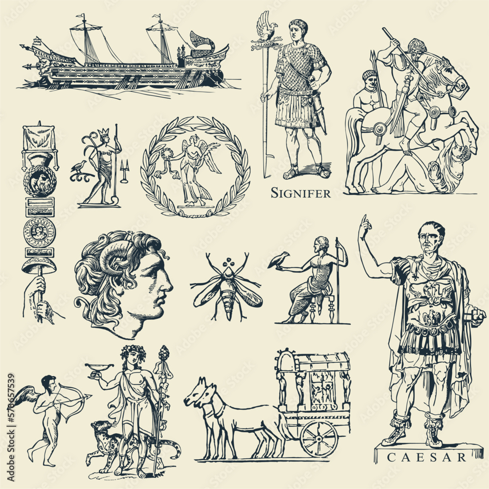 Classic Ancient Roman Vector Illustrations Stock Vector | Adobe Stock