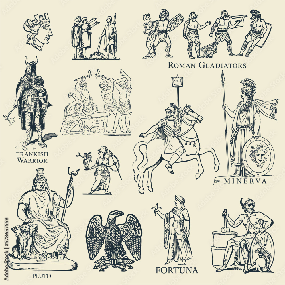 Classic Ancient Roman Vector Illustrations Stock Vector | Adobe Stock