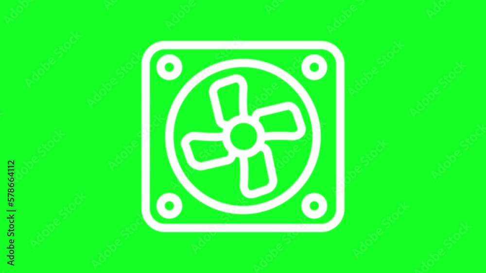 Animated cpu cooler white line icon. Removes waste heat. Hardware. Loop ...