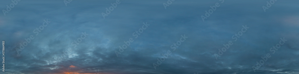 Dramatic sunset sky panorama with Cumulus clouds. Seamless hdr 360 pano ...