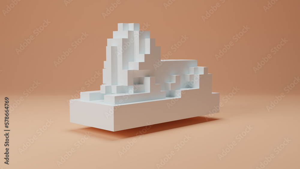 3d rendering of a large-pixel sphinx figure. minecraft Egyptian statues ...
