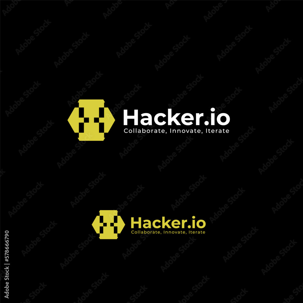 hacker logo with pixel style, pixel logo modern tech Stock Vector ...