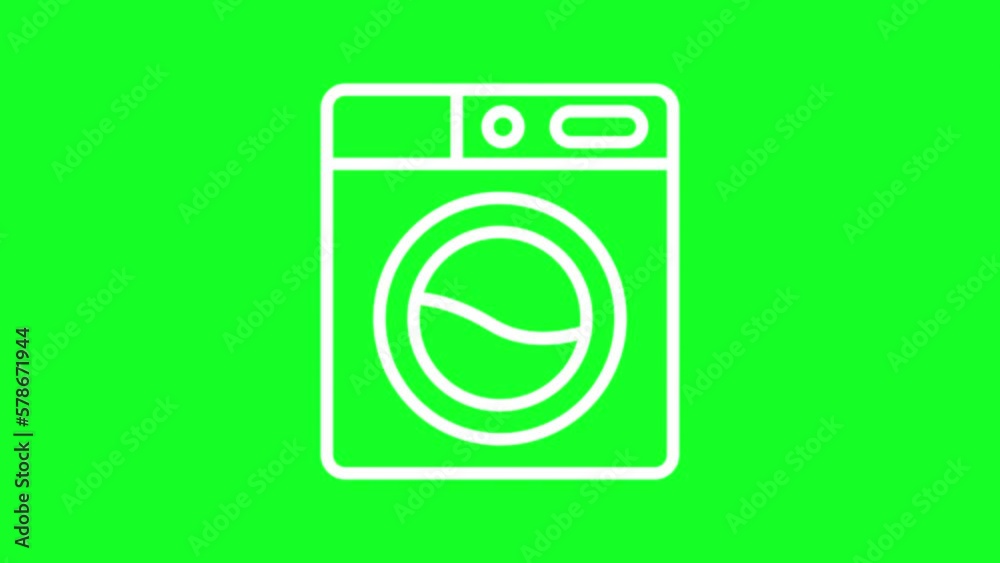 Animated laundry white line icon. Smart washing machine. Appliance ...