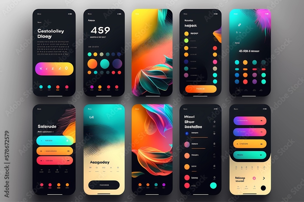 Modern User Interface Design Template Colorful Mobile Phone Screen Mock Up For Application