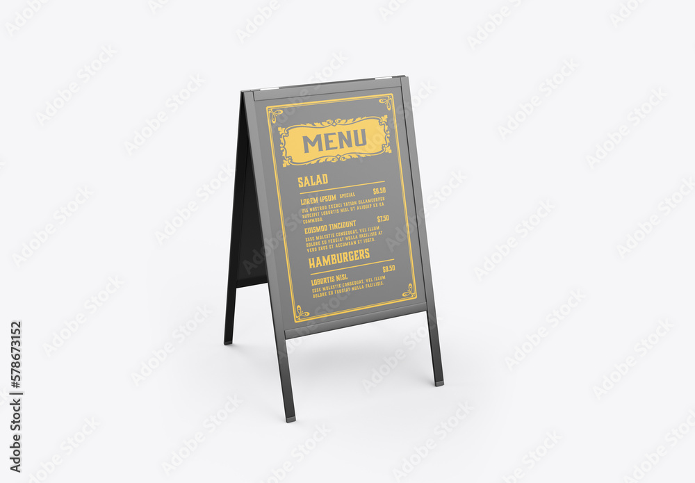 Metallic Restaurant Menu Board Mockup Stock Template | Adobe Stock