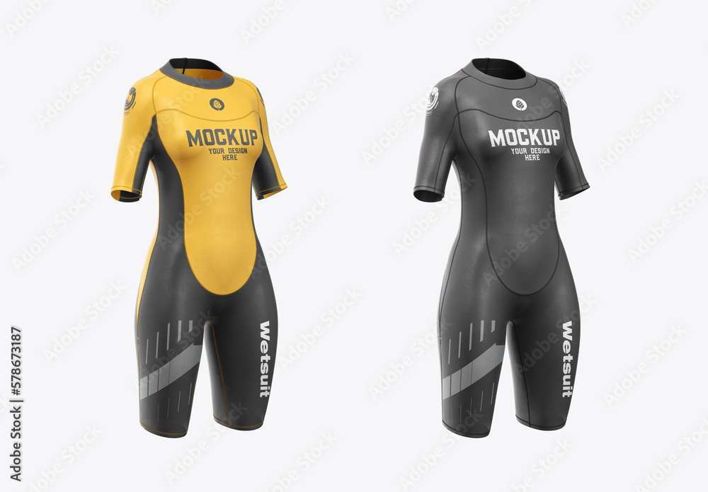 Women’s Short Wetsuit mockup Stock Template | Adobe Stock