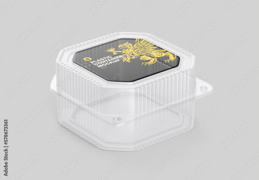 Plastic Container with sticker Label Mockup Stock Template | Adobe Stock