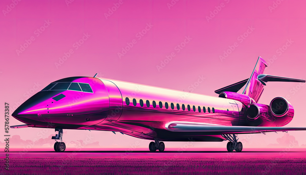 girly pink aeroplane in the airport - Generative AI Stock Illustration ...