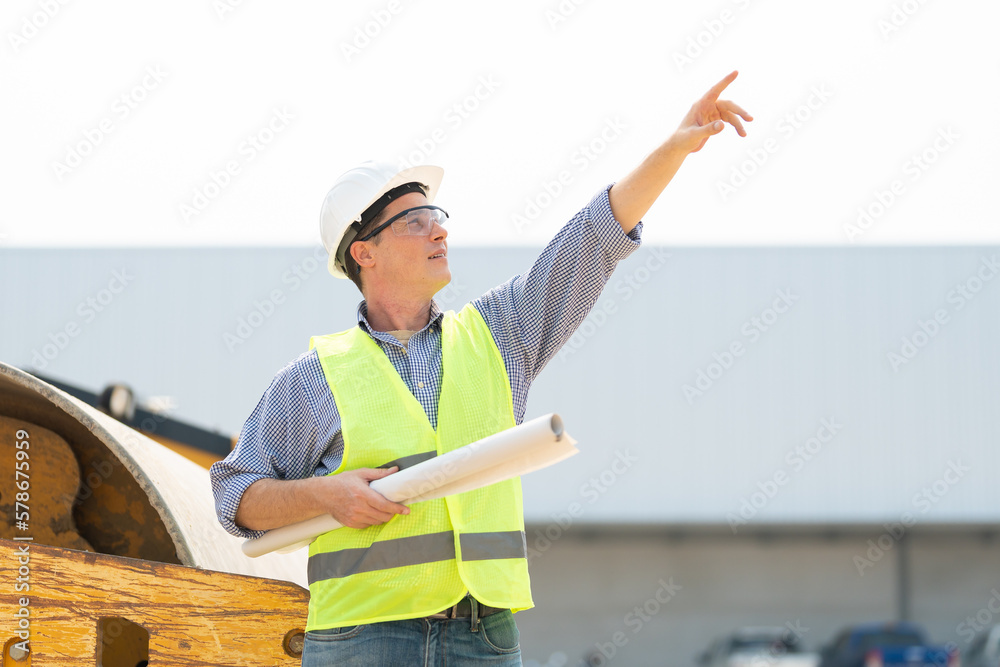 Civil Engineer smiling with Construction backgrounds, use for banner ...