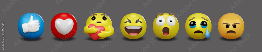 Chat comment reactions, Icon template like love heart message and emoji ...