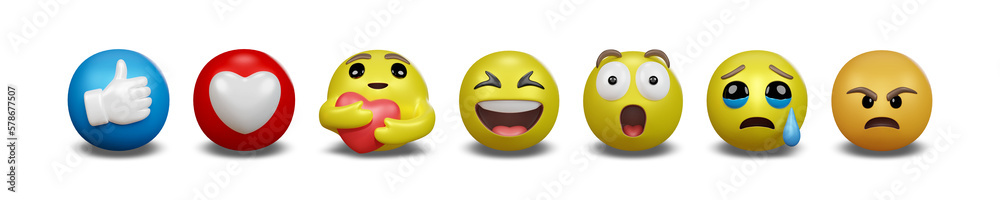 Chat comment reactions, Icon template like love heart message and emoji ...