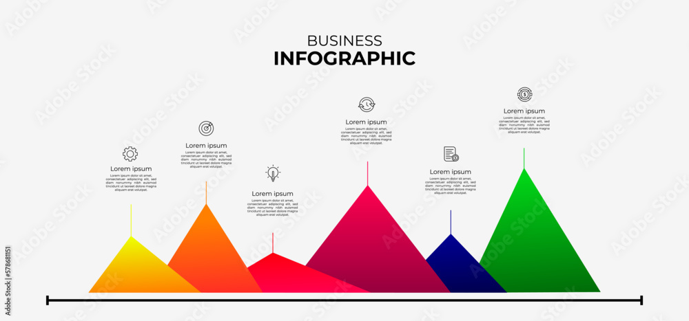 Vector infographic label template with icons. 6 options or steps ...