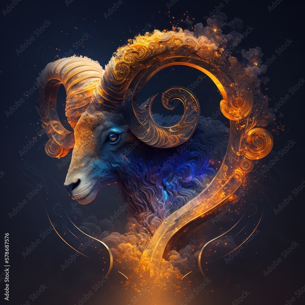 Stunning Ram: Astrological Symbol of Aries Captured through Generative ...