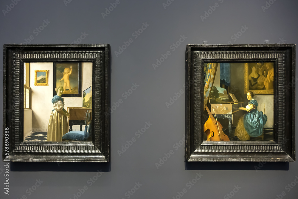 Interior of known Amsterdam Rijksmuseum dedicated to arts and history ...