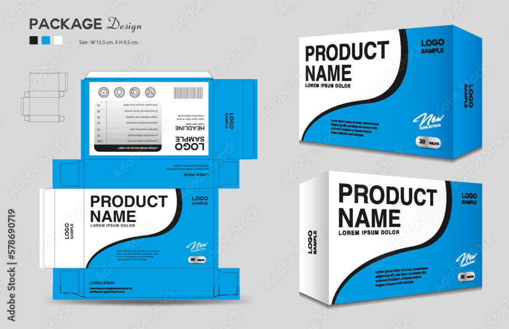 Supplements and Cosmetic box design, Package design template, box ...