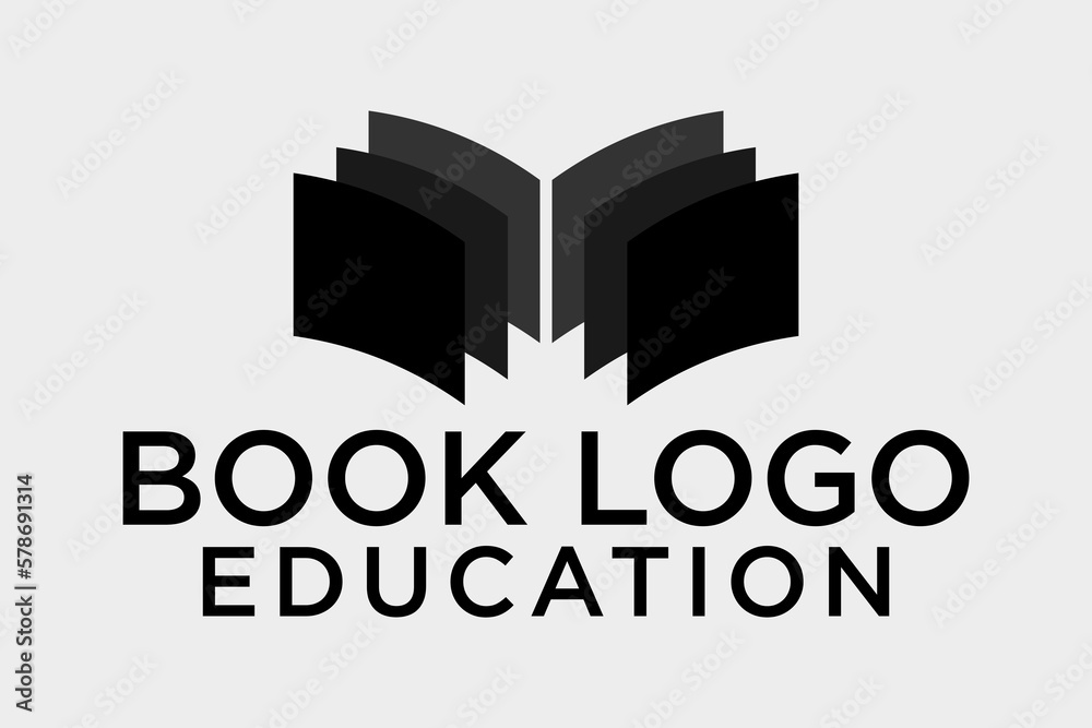 open book logo in linear style design for bookstore, book company ...