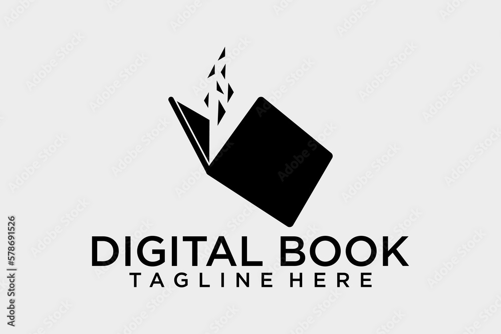 tech book logo designs, pixel book logo template, online learning logo ...