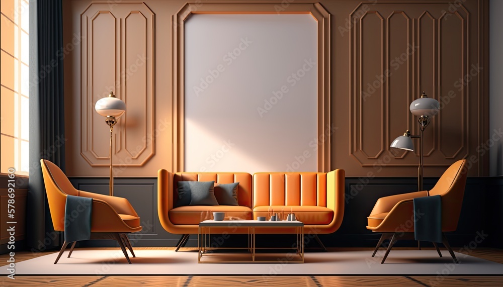 Living room interior background, created with Generative AI technology ...