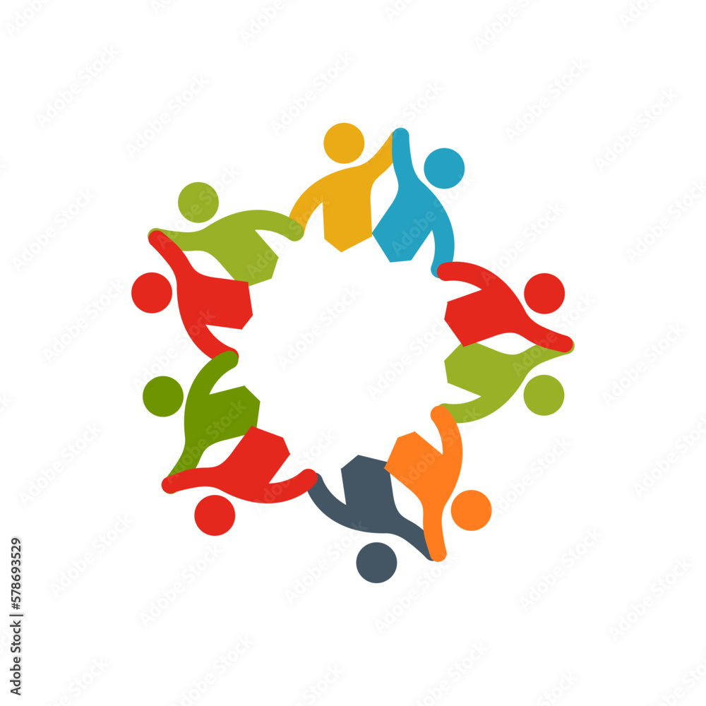 Concept vector graphic- abstract colorful children group icons signs ...