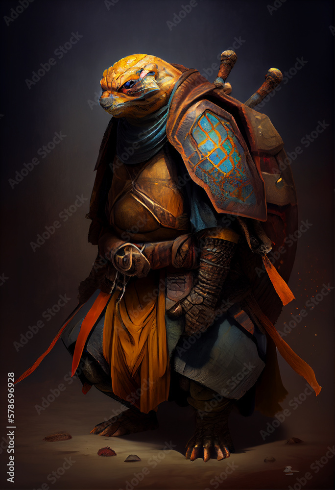 Illustration of a warrior turtle monk | Generative Ai | Portrait of a ...