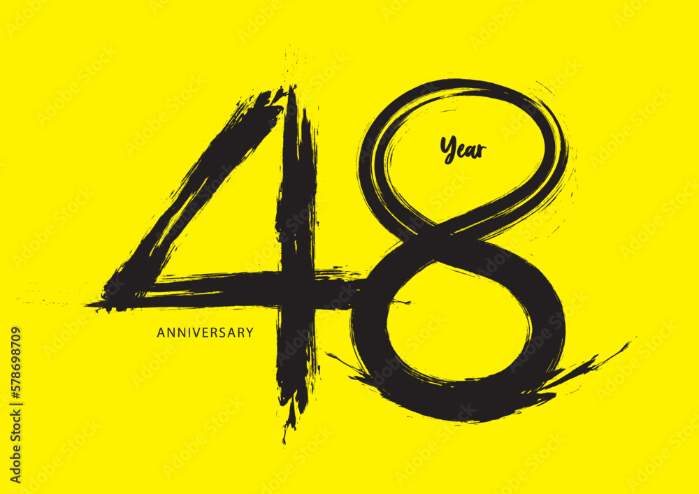48 year anniversary celebration logotype on yellow background, 48 ...