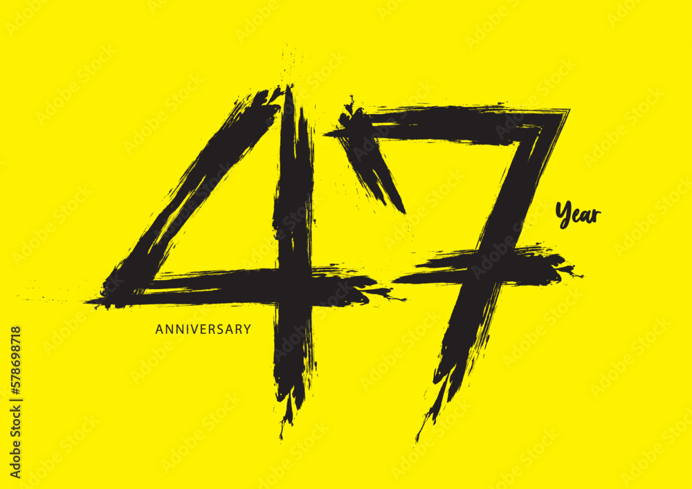 47 year anniversary celebration logotype on yellow background, 47 ...