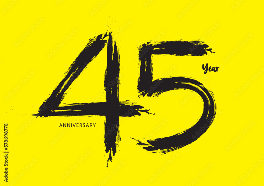45 year anniversary celebration logotype on yellow background, 45 ...