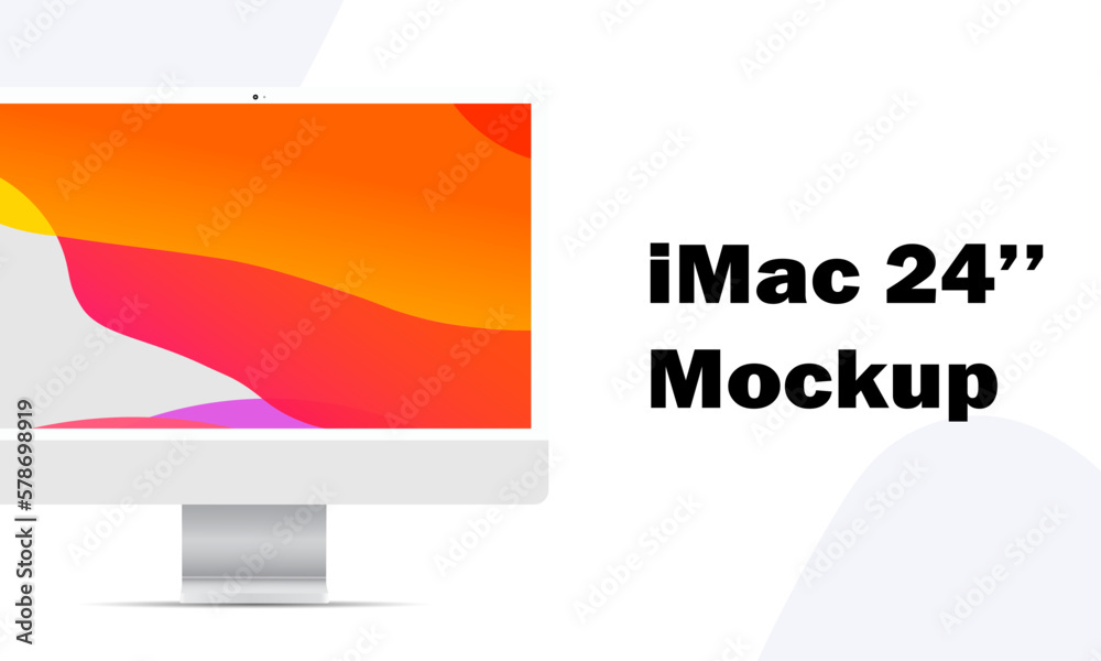 Realistic mockup imac computer witch diagonal 24'' vector realistick ...