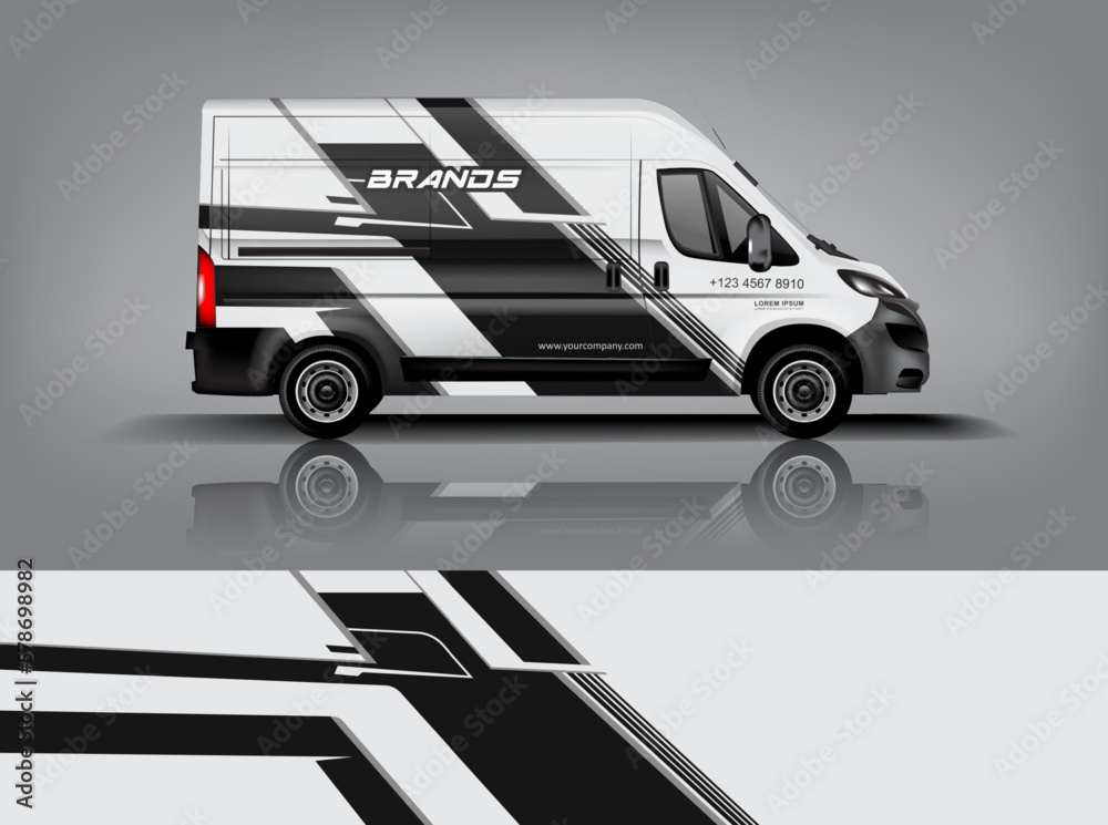 Car decal design vector. Graphic abstract stripe racing background kit ...
